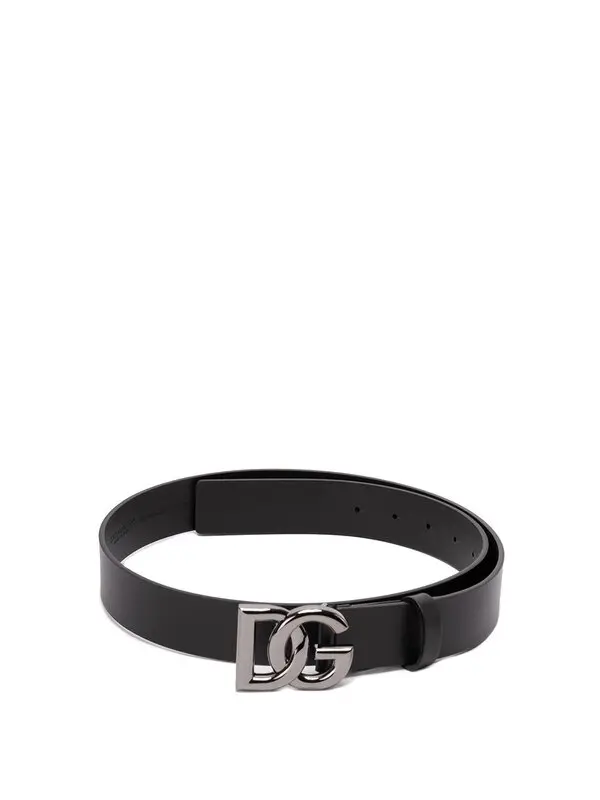 Dolce & Gabbana Leather Belt With Logo Buckle - Multicolor
