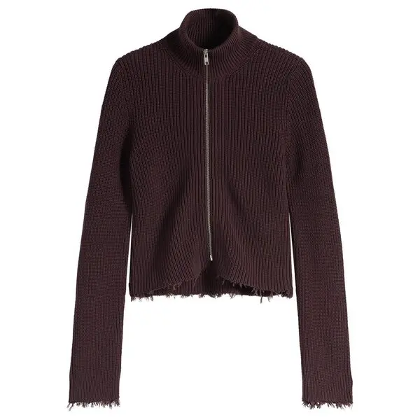 MAISON MARGIELA Zip Up Knitted Cardigan - Ciocolat
