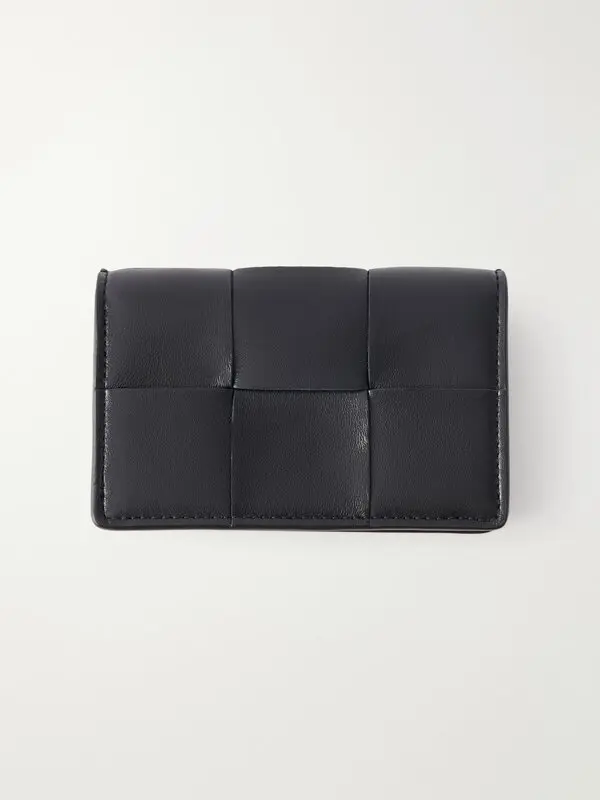 Bottega Veneta Cassette Intrecciato Leather Cardholder - Black