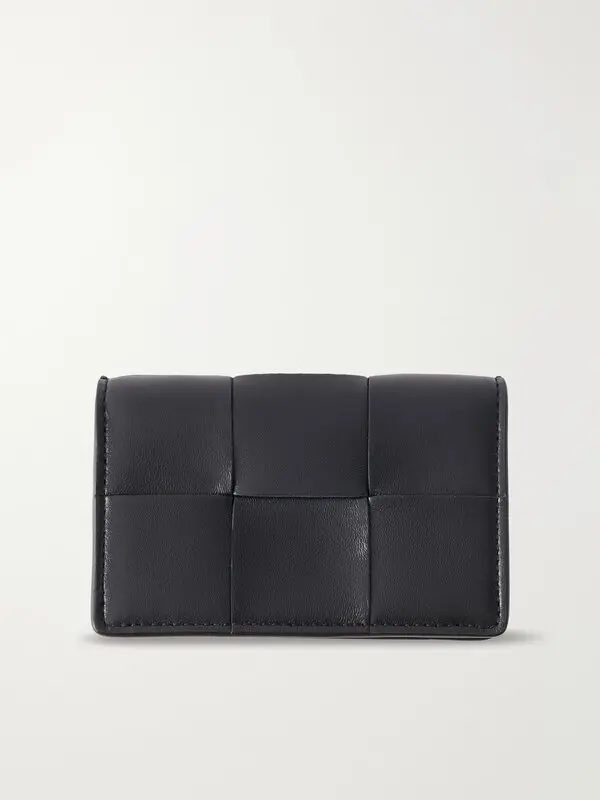 Bottega Veneta Cassette Intrecciato Leather Cardholder - Black