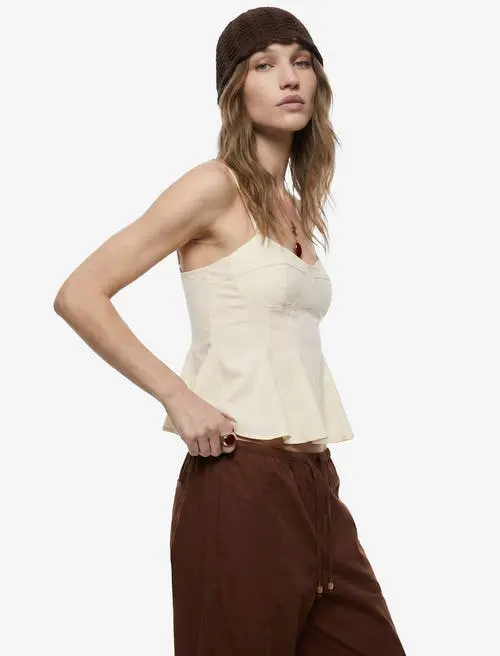 Koton Structured Fitted Strappy Peplum Top