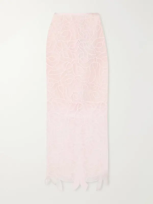 Cecilie Bahnsen Cbgus Embroidered Organza Maxi Skirt - Pink