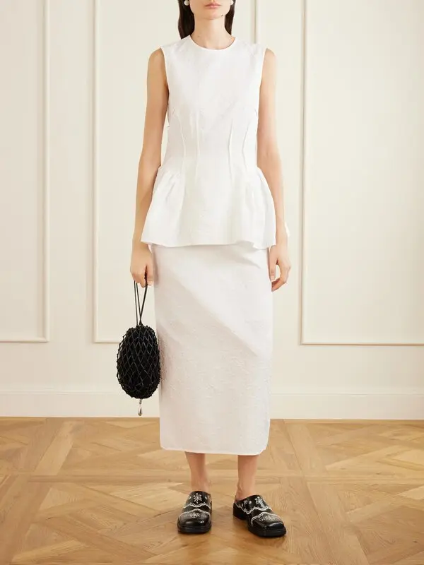 Cecilie Bahnsen Matelassé Cotton-blend Blouse - White