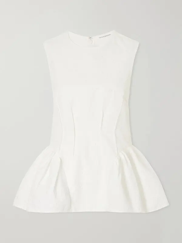 Cecilie Bahnsen Matelassé Cotton-blend Blouse - White