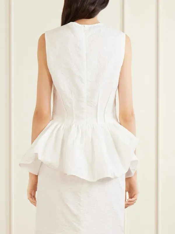 Cecilie Bahnsen Matelassé Cotton-blend Blouse - White