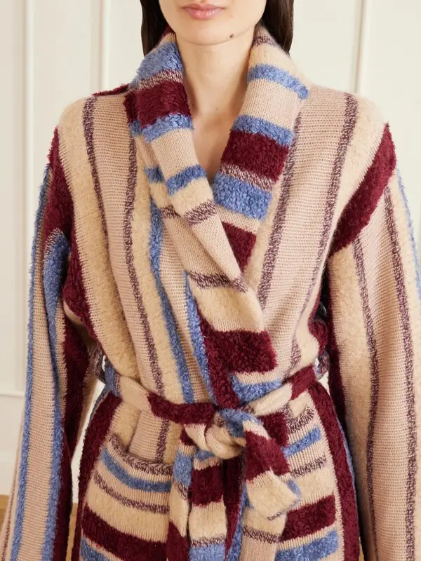 THE ELDER STATESMAN Striped Cashmere And Silk-blend Robe