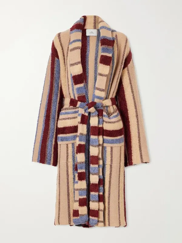 THE ELDER STATESMAN Striped Cashmere And Silk-blend Robe - Multi
