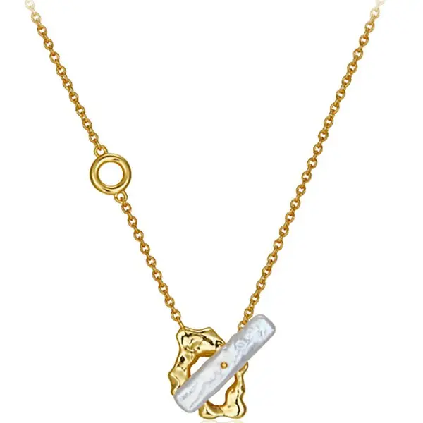 JANUS EDINBURGH Seacliff Vermeil Baroque Pearl Toggle Necklace - Gold