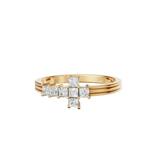 AYA FINE JEWELRY Princess Cut Lab Diamond Ring In 14k Gold|minimalist Gold Ring For - Yellow