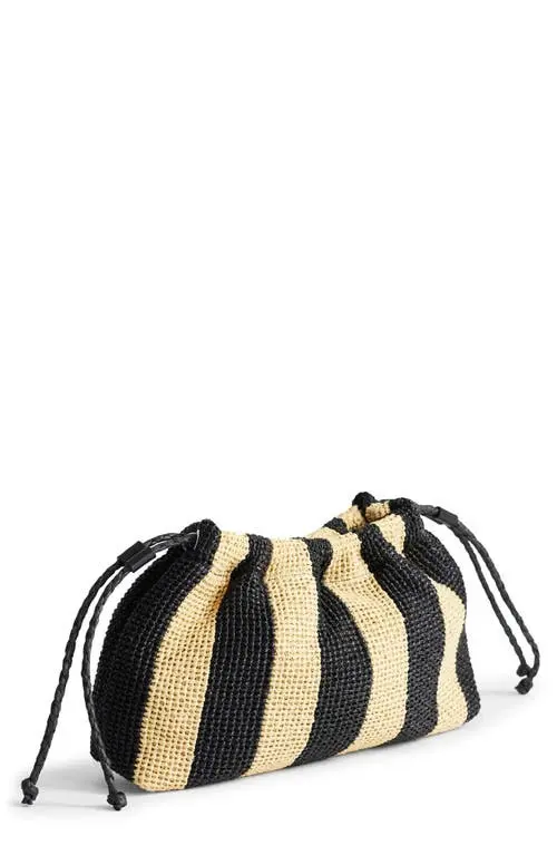 Topshop Jay Stripe Straw Clutch - Black