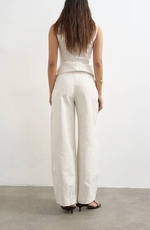 Topshop Striped Barrel Leg Pants