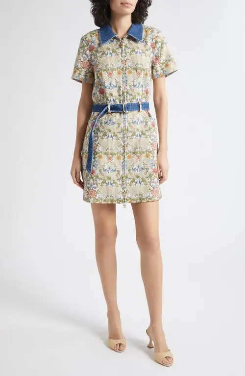 Cinq À Sept Bea Floral Zip Front Minidress - Cream Multi