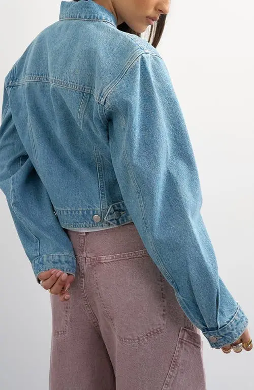 Topshop Cropped Padded Denim Jacket