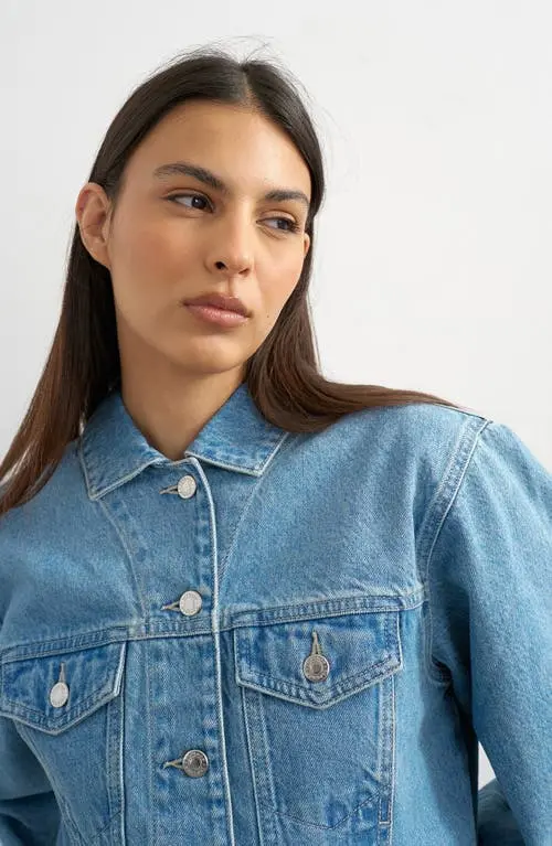 Topshop Cropped Padded Denim Jacket