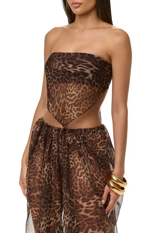 Naked Wardrobe Leopard Print Chiffon Strapless Tube Top