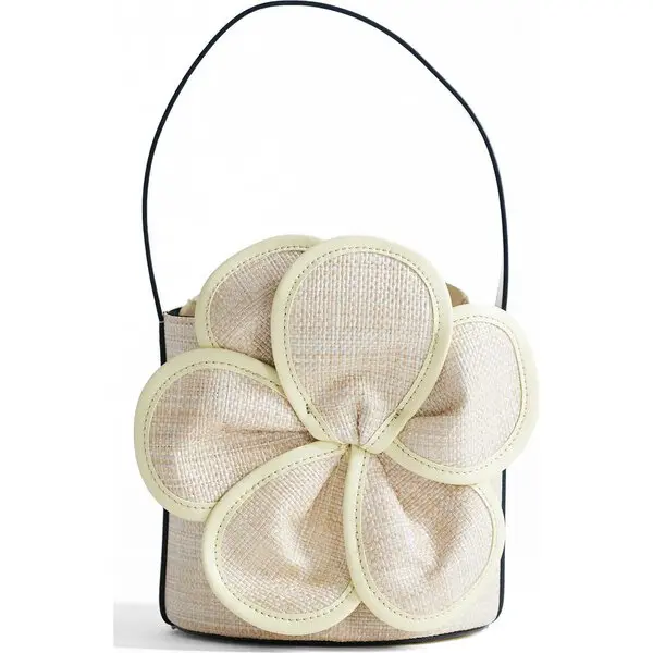 Topshop Gino Flower Straw Shoulder Bag - Yellow