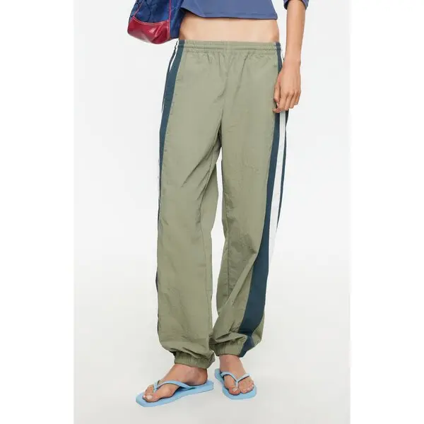 Lioness Aniston Striped Nylon Pants - Khaki