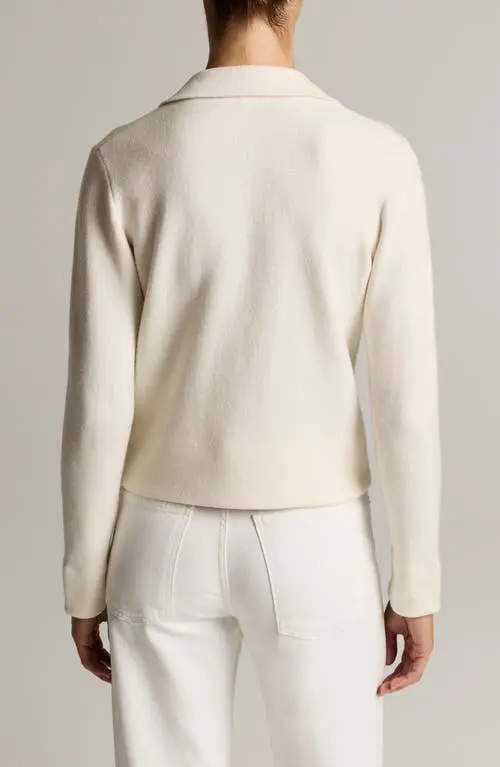 Vince Double Face Notch Collar Cardigan - Off White