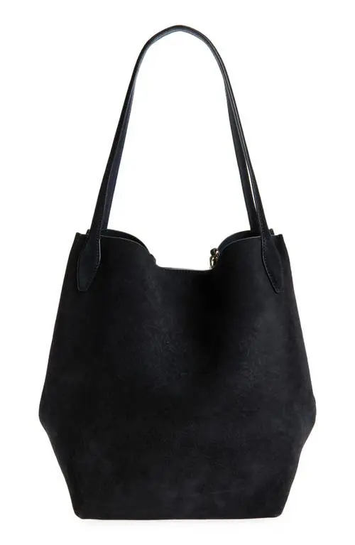 Madewell The Shopper Tote In Soft Grain Suede - Juniper Berry