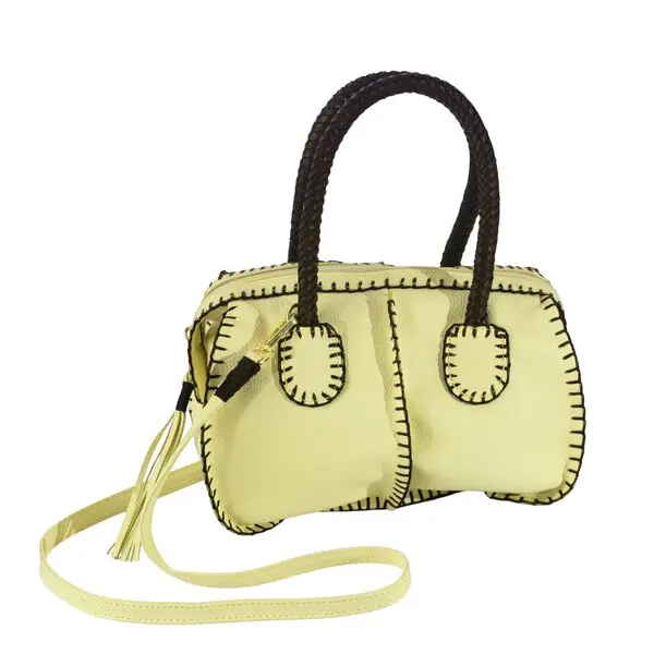 Carlos Falchi Mini Barrel Leather Bag Lemon - Yellow