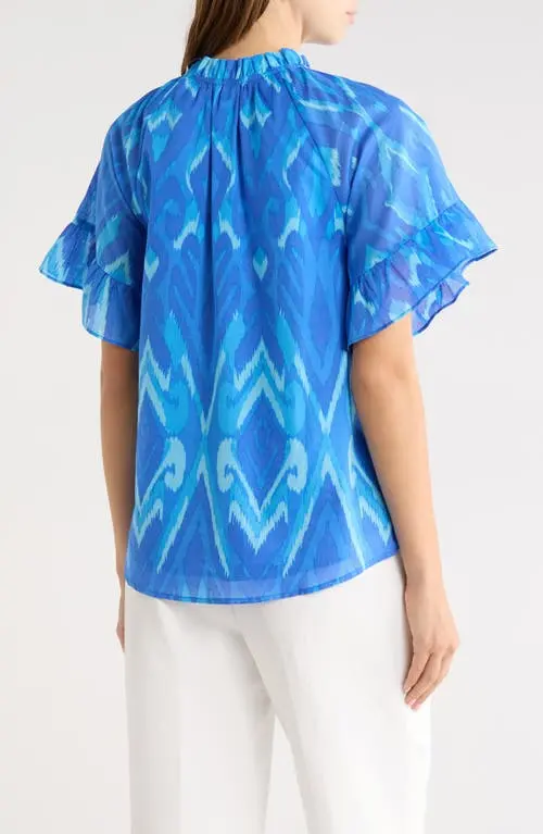 SUGARLIPS Carys Erie Abstract Cotton Split Neck Top