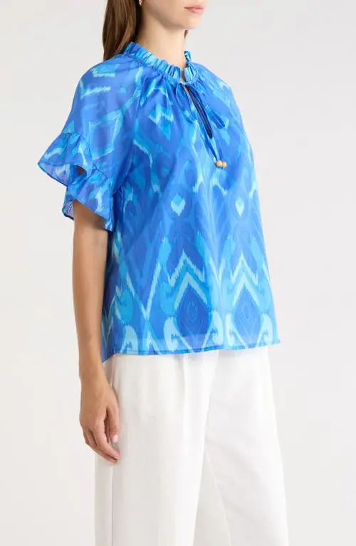 SUGARLIPS Carys Erie Abstract Cotton Split Neck Top
