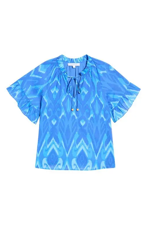 SUGARLIPS Carys Erie Abstract Cotton Split Neck Top