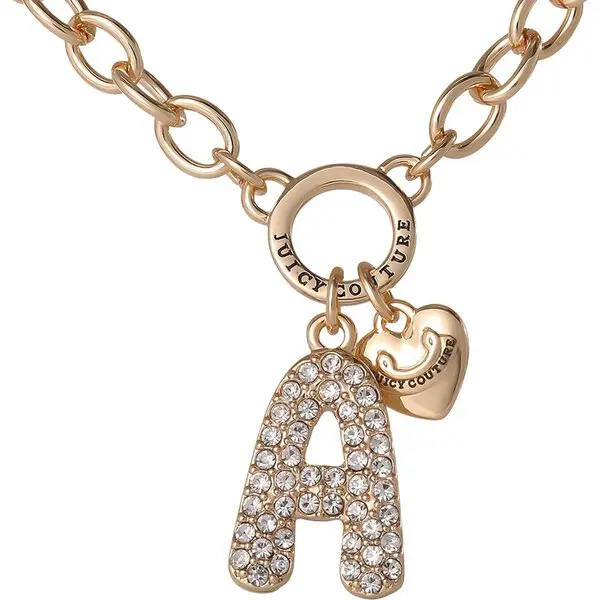 Juicy Couture Bubble Letter Necklace For With Clear Stones 18"+2 - Letter A
