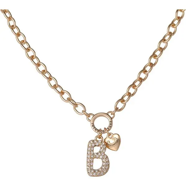 Juicy Couture Bubble Letter Necklace For With Clear Stones 18"+2 - Letter B