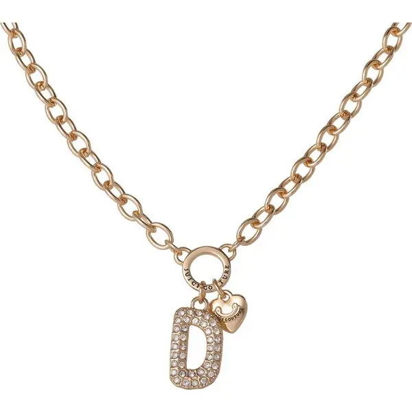 Juicy Couture Bubble Letter Necklace For With Clear Stones 18"+2 - Letter D