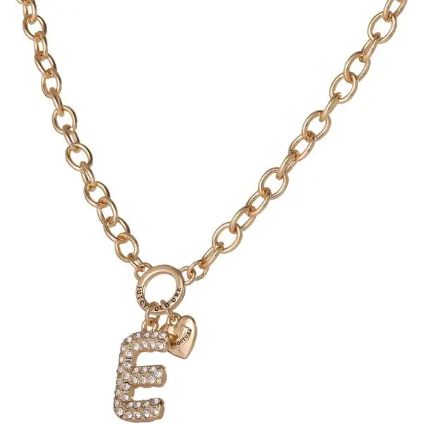Juicy Couture Bubble Letter Necklace For With Clear Stones 18"+2 - Letter E