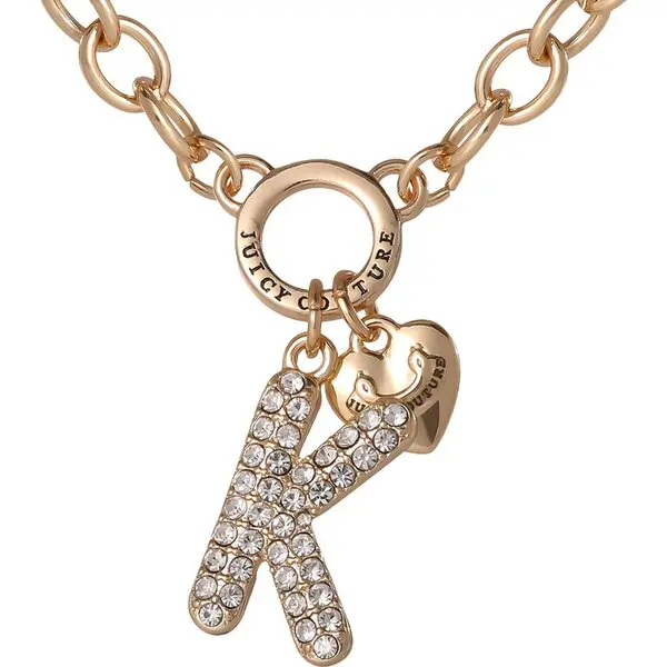 Juicy Couture Bubble Letter Necklace For With Clear Stones 18"+2 - Letter K