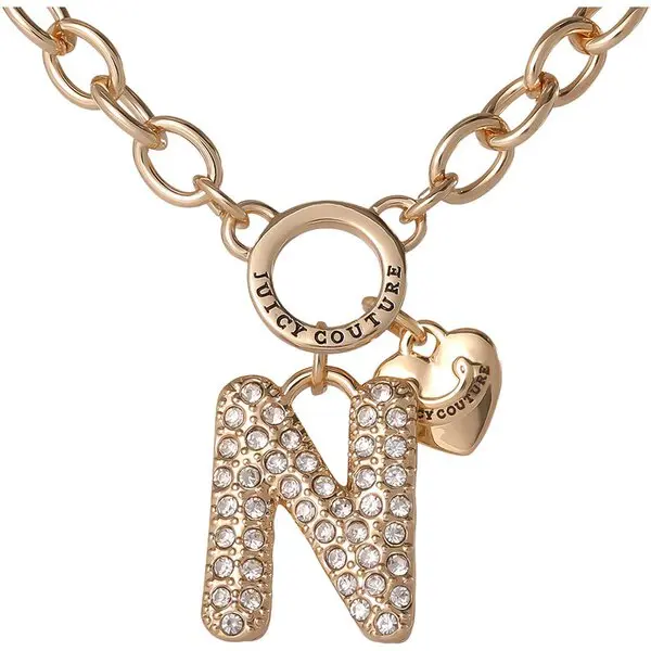 Juicy Couture Bubble Letter Necklace For With Clear Stones 18"+2 - Letter N