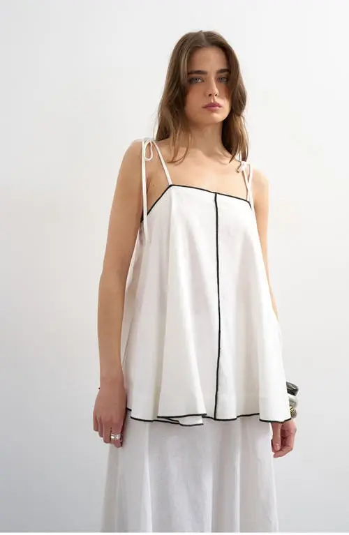 Topshop Linen Blend Camisole - White