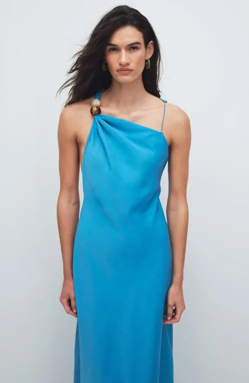 Topshop Asymmetrical Beaded Neck Maxi Dress