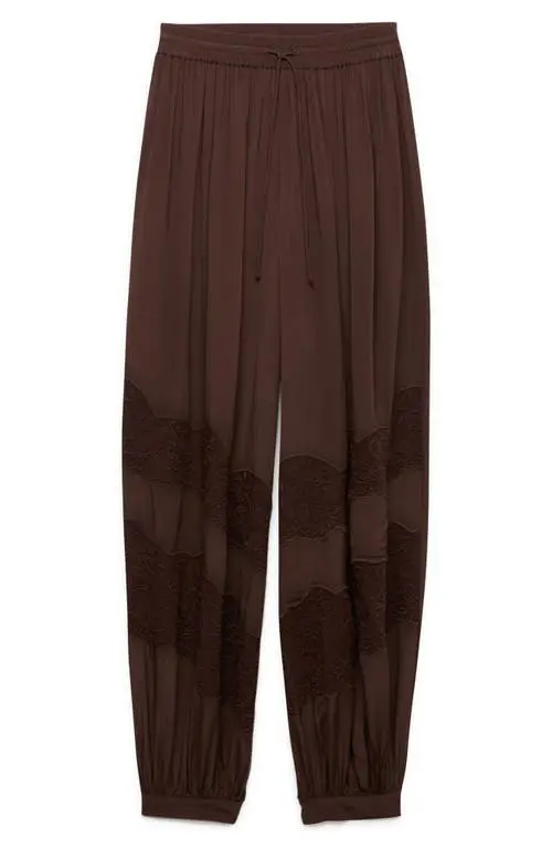 PER UNA BY M&S Lace Balloon Tie Waist Pants - Dark Mole