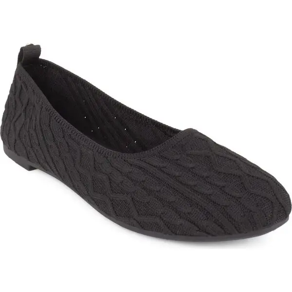 Tahari Cannes Cable Knit Ballet Flat - Black