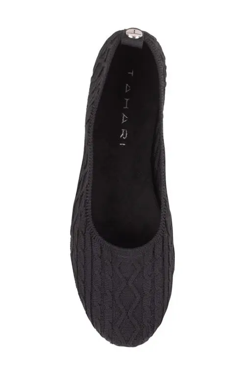 Tahari Cannes Cable Knit Ballet Flat - Black