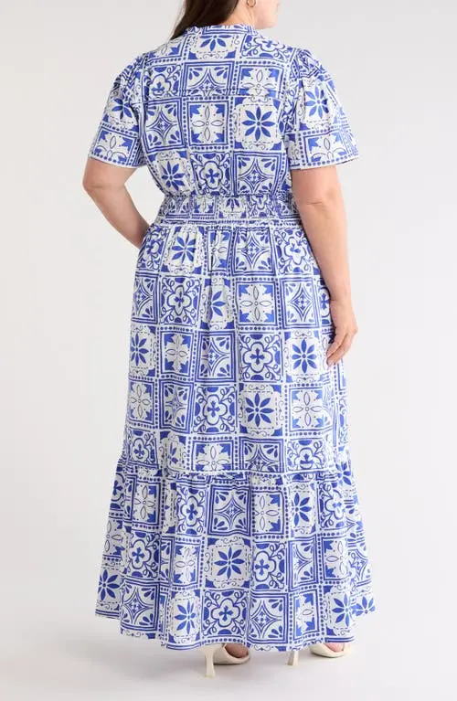 SUGARLIPS Arbor Belraj Floral Tile Cotton Poplin Maxi Dress