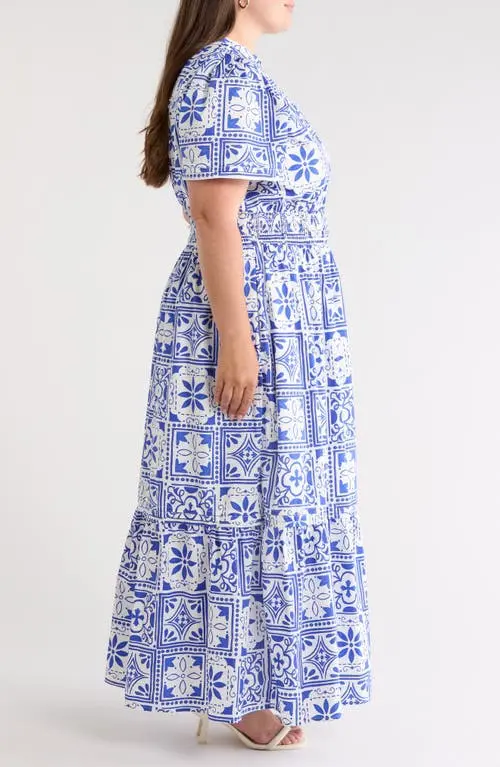 SUGARLIPS Arbor Belraj Floral Tile Cotton Poplin Maxi Dress