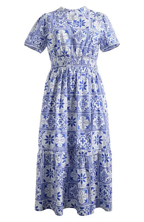 SUGARLIPS Arbor Belraj Floral Tile Cotton Poplin Maxi Dress