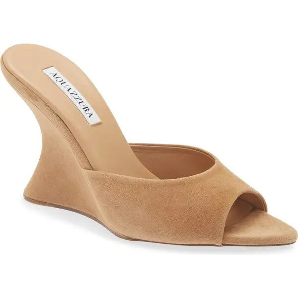 AQUAZZURA Bisous Wedge Sandal - Camel