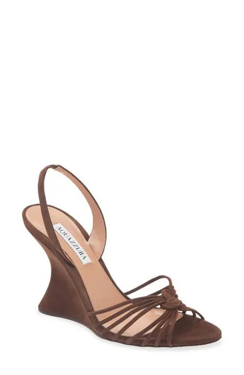 AQUAZZURA Serenity Slingback Wedge Sandal - Espresso