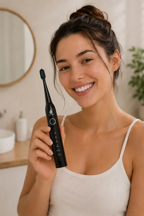 PURSONIC Usb Rechargeable Sonic Toothbrush With 12 Brush Heads - Black