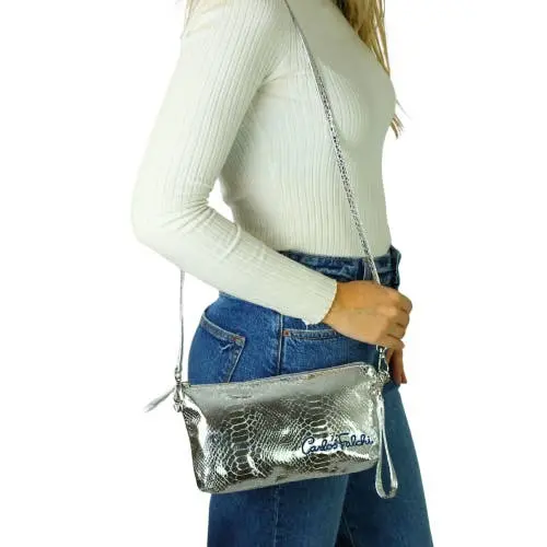 Carlos Falchi Microfiber Python Tote - Navy