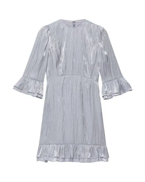 Mint Velvet Metallic Ruffle Trim Mini Dress
