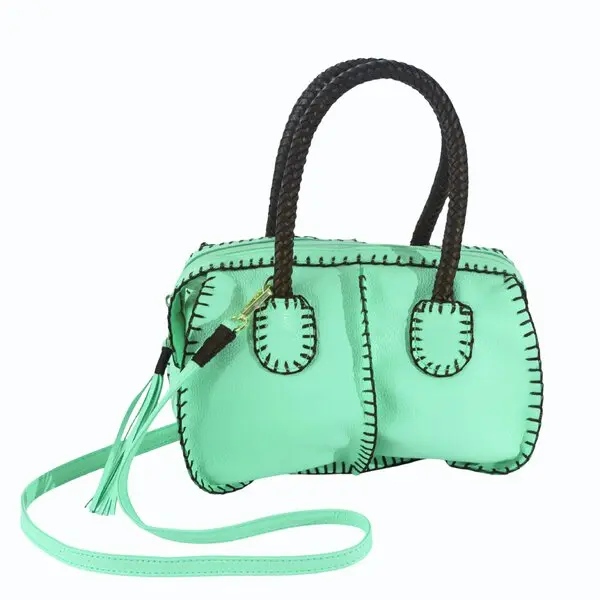 Carlos Falchi Mini Barrel Leather Bag Lime - Green