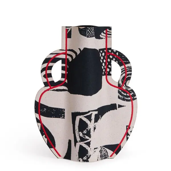 LONDON ATELIER BYPRODUCT Geometric Cotton Amphora Large Vase Red - Black