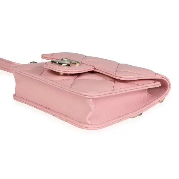 Chanel Quilted Lambskin Belt Bag With Chain - Pink