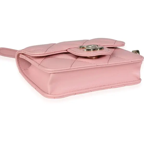 Chanel Quilted Lambskin Belt Bag With Chain - Pink